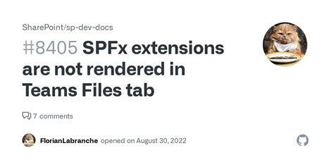 Spfx Extensions Are Not Rendered In Teams Files Tab · Issue 8405 · Sharepointsp Dev Docs · Github