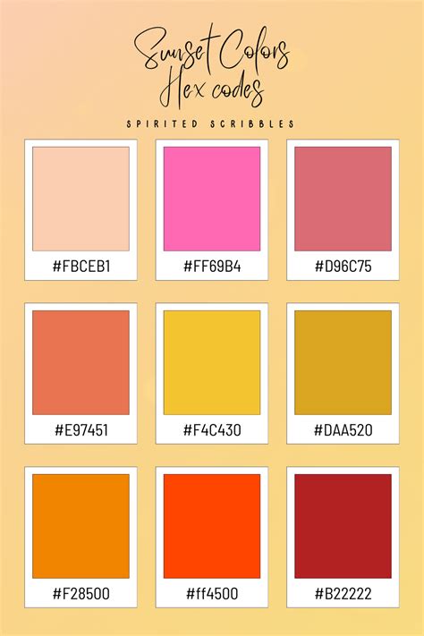 Sunset Color Palette Hex Codes In 2025 Hexadecimal Color Hex Colors