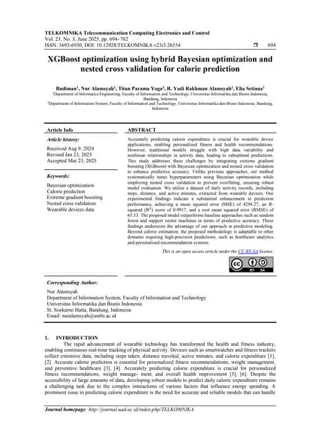 Xgboost Optimization Using Hybrid Bayesian Optimization And Nested Cross Validation For Calorie