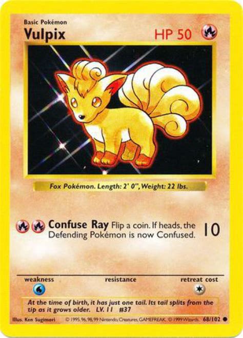 Pokemon Base Set Single Card Common Vulpix 68 Shadowless Toywiz