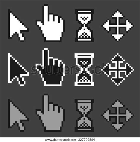 Set Old Style Pixelated Mouse Cursors Stock Vector Royalty Free Shutterstock