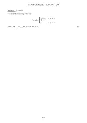 Multivariable And Vector Calculus FACULTY OF SCIENCE FAKULTEIT NATUURWETENSKAPPE EXAMINER S