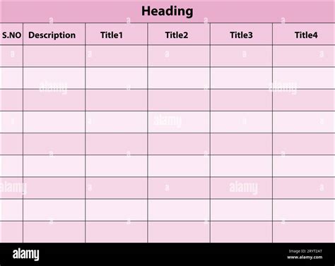 Table Layout 4 Different Pink Color Table Format Vector Creative