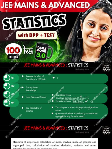 Jee Main 2025 Statistics One Shot Pdf Mean Mode Statistics
