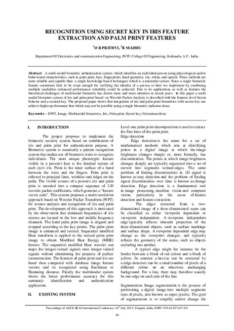 pdf recognition using secret key in iris feature extraction and palm