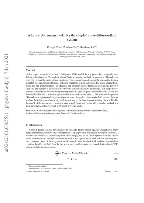 Pdf A Lattice Boltzmann Model For The Coupled Cross Diffusion Fluid System