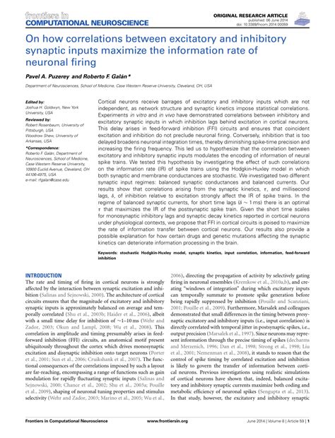 Pdf On How Correlations Between Excitatory And Inhibitory Synaptic