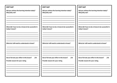 Exit Slip Teaching Resources