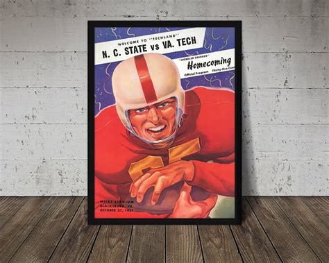 1951 Virginia Tech Hokies Print Vintage Football Decor Football