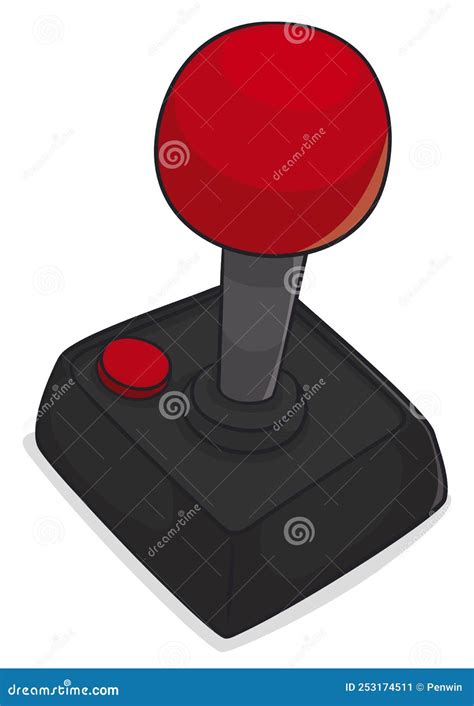 Classic Joystick Controller With Button In Cartoon Style Vector Illustration Stock Vector