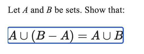 Solved Let A And B Be Sets Show That A BA AB Chegg Com