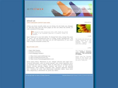 Download Free Htmlcss Template Art Class Free Html Templates Free