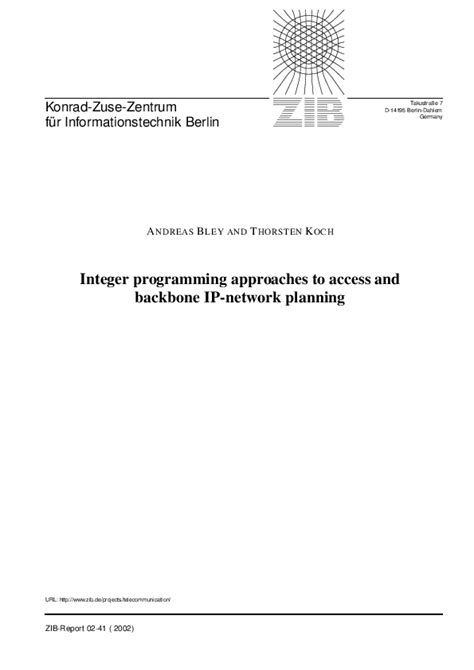 pdf integer programming approaches to access and backbone ip network