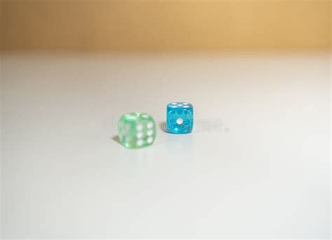 Two Colored Dice One In Focus Stock Image Image Of Block Throw