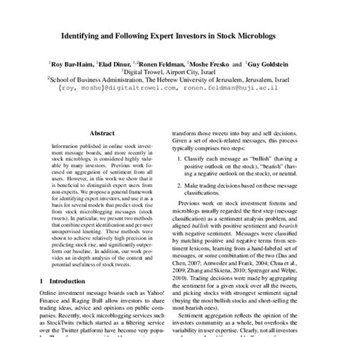 Identifying And Following Expert Investors In Stock Microblogs Acl Anthology