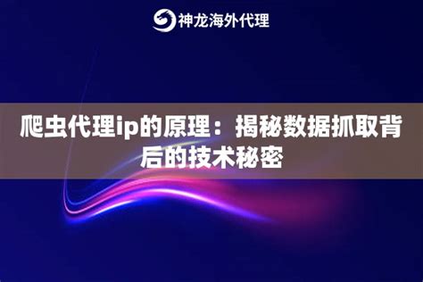 爬虫代理ip的原理:揭秘数据抓取背后的技术秘密 神龙海外代理 爬虫代理ip的原理:揭秘数据抓取背后的技术秘密 神龙海外代理