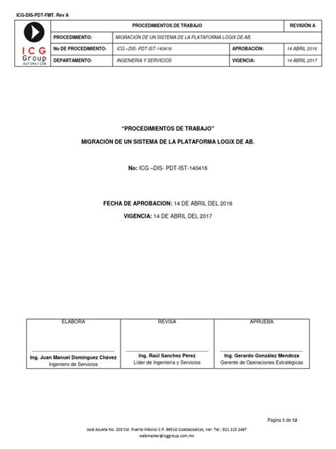 Procedimiento De Migracion De Un Sistema De La Plataforma Logix De Ab