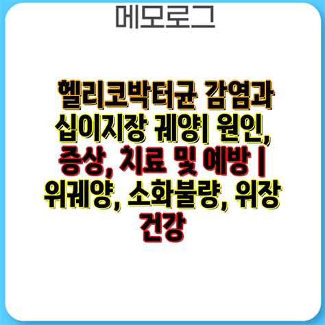 헬리코박터균 감염과 십이지장 궤양 원인 증상 치료 및 예방 위궤양 소화불량 위장 건강