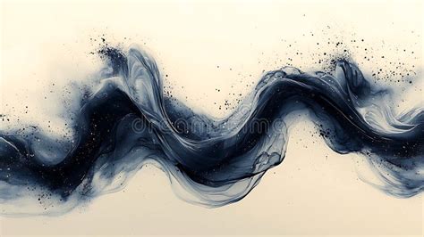Rhythmic Sequence Of Sharp Focused Ink Waves With Fluid Motion And Dynamic Energy Stock
