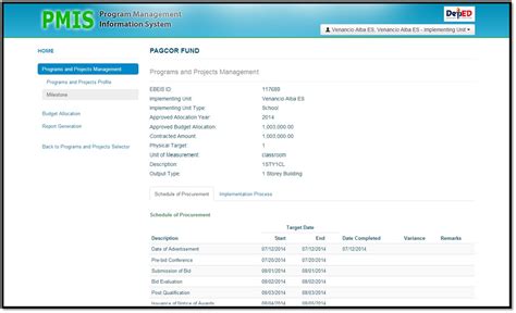 Program Management Information System Pmis User Guide