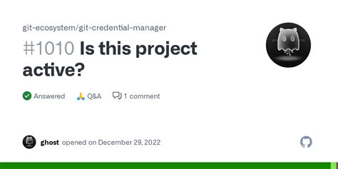 Is This Project Active · Git Ecosystem Git Credential Manager