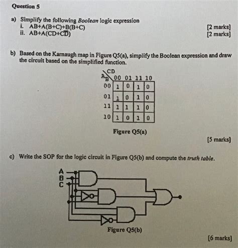 Solved Question 5 A Simplify The Following Boolean Logic