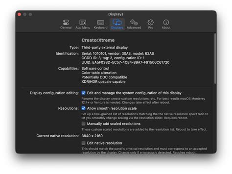 Add Some Technical Info About The Display For Easier Troubleshooting · Issue 650 · Waydabber