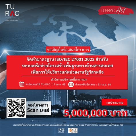 Thammasat University Research And Consultancy Institute Tu Rac 📢 Tu Rac ขอเชิญยื่นข้อเสนอ