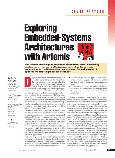 Pdf Exploring Embedded Systems Architectures With Artemis