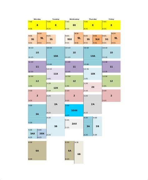 Free 7 Sample Class Timetable Templates In Pdf Ms Word