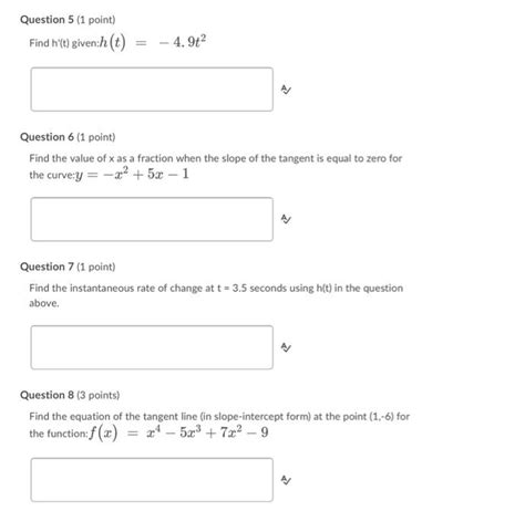 Solved Question Point Find H It Given H T T A Chegg Com