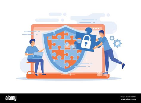 Programmer With Jigsaw Shield System Monitoring Network Traffic Firewall Network Security