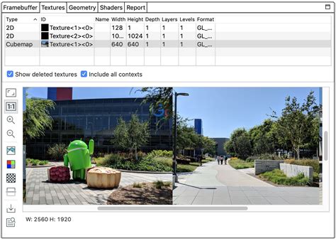 Textures Pane Graphics API Debugger