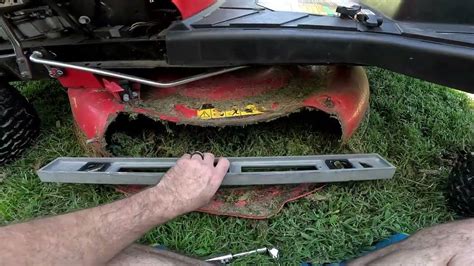 How to adjust/level the deck on the Craftsman R110 Riding lawnmower ...