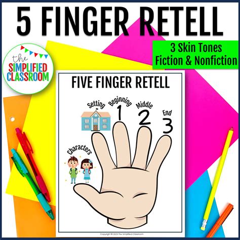 Story Elements 5 Finger Retell Poster Story Sequencing And Retelling Hand