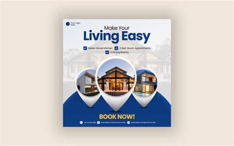 modern real estate social media post design or web banner template