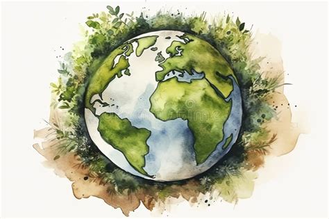 Dibujo De Mano De Arte De La Capa De Agua De La Tierra Verde Stock De Ilustraci N Ilustraci N