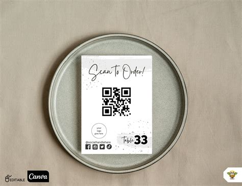 Editable QR Code Signs Scan To Order Scan To View Menu Set Of TWO Templates Canva Templates