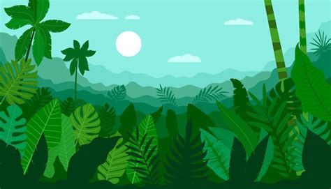Premium Vector Jungle Hand Drawn Flat Composition