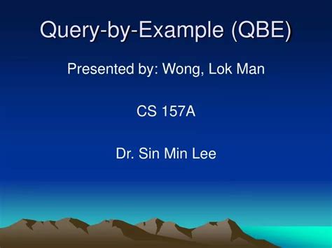 Ppt Query By Example Qbe Powerpoint Presentation Free Download