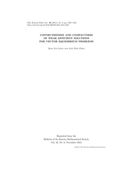 Pdf Connectedness And Compactness Of Weak Efficient Solutions For