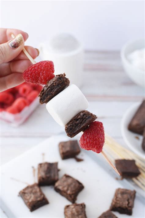 Raspberry Brownie Skewers Easy Dessert Kabobs A Magical Mess