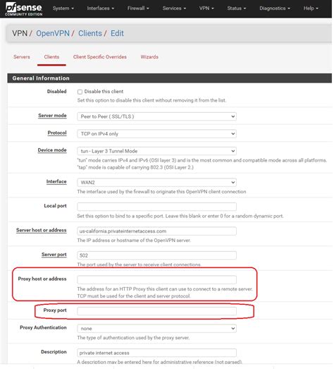 pfsense openvpn client connected to private internet access 1198