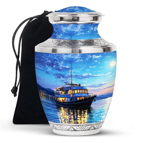Karyliz Boat Funeral Urns For Human Ashes Blue Large Decorative Urn
