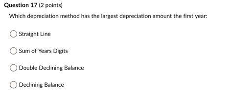 solved question 17 2 points which depreciation method has the