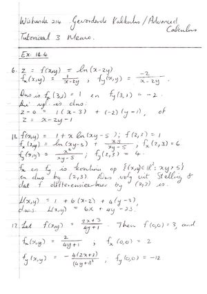 Tutoriaal Memo Tutorial Calculus Memo Mswa M Gamma Mew TWQm O New Ex EP C