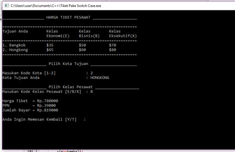 Contoh Program C Tiket Pesawat ~ Tutorial Belajar Coding