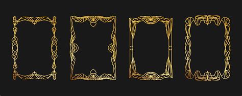 황금 새겨진 프레임 A4 형식 추상적 인 기하학적 패턴 벡터 프레임 템플릿 보석 금 상감 세공 장식 테두리 세트 문장 왕족 수상 결혼식 책판 데코 칸막이 인쇄 가능 A4