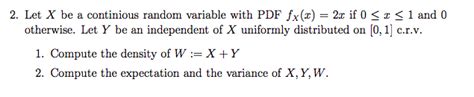 solved 2 let x be a continious random variable with pdf