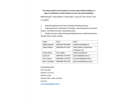 Generating Synthetic Electroretinogram Waveforms Using Artificial